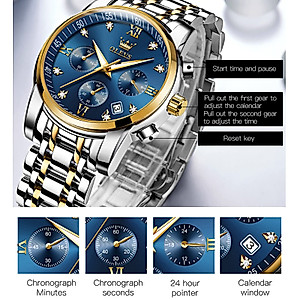 Black Watch for Men OLEVS Watch Men Stainless Steel Watches Waterproof Luxury Business Dress Mens Watches Quartz Analog Classic Big Large Face Watches Black Dial with Day and Date,relojes para hombres