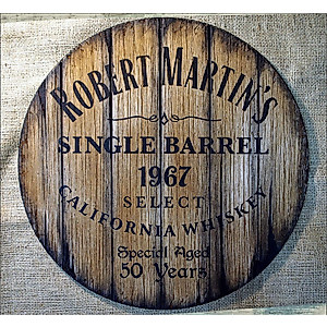 Set of 2 Personalized Barstool Replacement Seat, Personalized Bar Stools Tops, Vintage Heavy Duty Stool Seat, Custom Artwork Painted on Rustic Wood Inspired by Whiskey and Wine Barrels