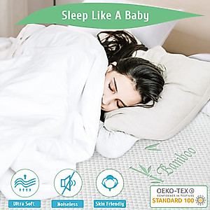 Lunsing Queen Size Mattress Protector, Waterproof, Cooling, Breathable Queen Mattress Pad Cover, 6-18 inches Deep Pocket