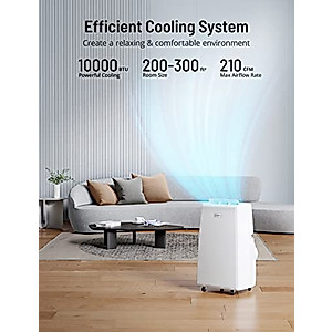 Portable Air Conditioner, Paris Rhône 10000 BTU 3-in-1 Portable Ac Air Conditioner, Fan, Dehumidifier with 3 Fan Speeds, 24H Timer, Remote, Air Conditioner Portable for Room up to 350 Sq. ft