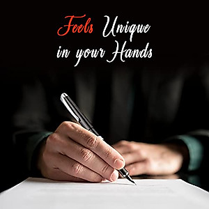 ZenZoi Black Fountain Pen Fine Nib - Beautiful Luxury Pen For Men Or Women With German Schmidt Nib, Converter, 2 Ink Refills (Blue & Black) & Pen Gift Box. Nice, Executive Pens For Smooth Writing