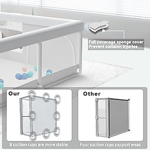 Baby Playpen Baby Playard, Playpen for Babies and Toddlers with Gate, 51x51" Small Baby Fence, Sturdy Safety Playpen, Indoor & Outdoor Kids Activity Center (with Anti-Slip Base) Silver Gray