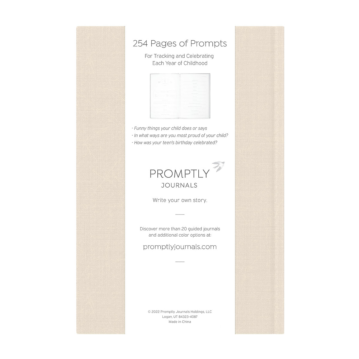Promptly Journals, A Complete Childhood History: From Pregnancy to 18 Years Old (Sand, Tan, Linen) | Baby Book and Pregnancy Journal | Baby Memory Book
