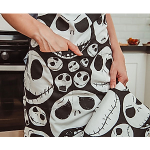 Ukonic Disney The Nightmare Before Christmas Jack Skellington Faces Cooking Apron For Kitchen, Baking, BBQ