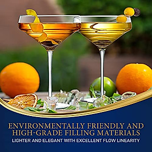 2 Sets of Crystal Martini Glass, Ultra Clear, Elegant Crystal Clear Wine Glass Pair, 100% Hand Blown, Dishwasher Safe, Great For Dinner, Parties, Wedding, And ELEGANT Occasions