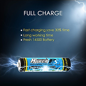 HYPERPS 3.2V AA 600mAh Rechargeable Battery for Solar Panel Light, Tooth Brush, Shaver, Flashlight (6-Pack)