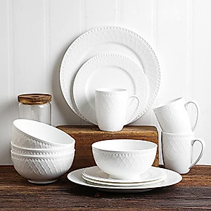 Stone Lain Alexandria 32-Piece Dinnerware Set Bone China, White
