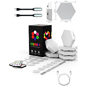Hexagon Led Lights, Smart DIY Hexagon Wall Lights with Remote, Dual Control Hexagonal LED Light Wall Panels with USB-Power, Geometry Hex Lights Touch Used in Game Room Decor, Party