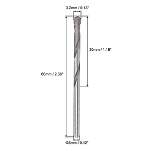 uxcell Cemented Carbide Twist Drill Bits 3.2mm Metal Drill Cutter for Stainless Steel Copper Aluminum Zinc Alloy Iron 2 Pcs