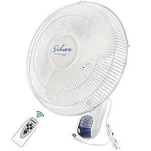 Simple Deluxe 16 Inch Digital Wall Mount Fan with Remote Control 3 Speed-3 Oscillating Modes-72 Inches Power Cord, ETL Certified-White, 16"