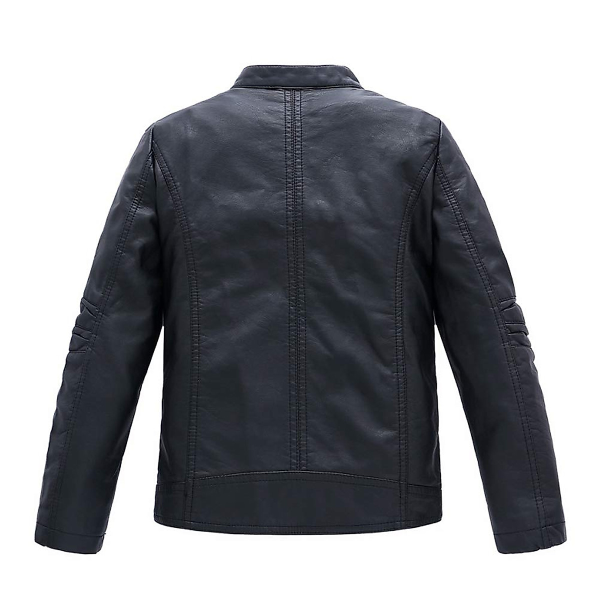 LOKTARC Boys Stand Collar Leather Jackets Kids Spring Faux Leather Motorcycle Coats Black Size 160/12-13Years