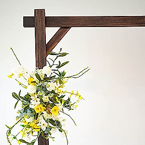 Balsa Circle 7 feet Dark Brown Wood Backdrop Stand Square Wedding Arch - for Outdoor Party Events Reception Decorations Supplies