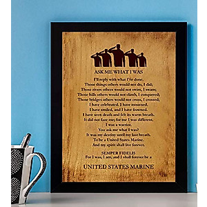 "Ask Me What I Was-Always A United States Marine"-Marine Corps-Wall Art- 8 x 10"-Wood Grain Typographic Print-Ready To Frame. Home-Office-Military Decor. Perfect Gift for All Marines. Semper Fi.
