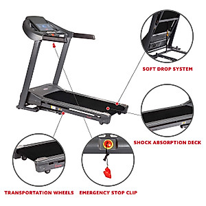 Sunny Health & Fitness T7643 Heavy Duty Walking Treadmill with 350 lb High Weight Capacity, Wide Walking Area and Folding for Storage