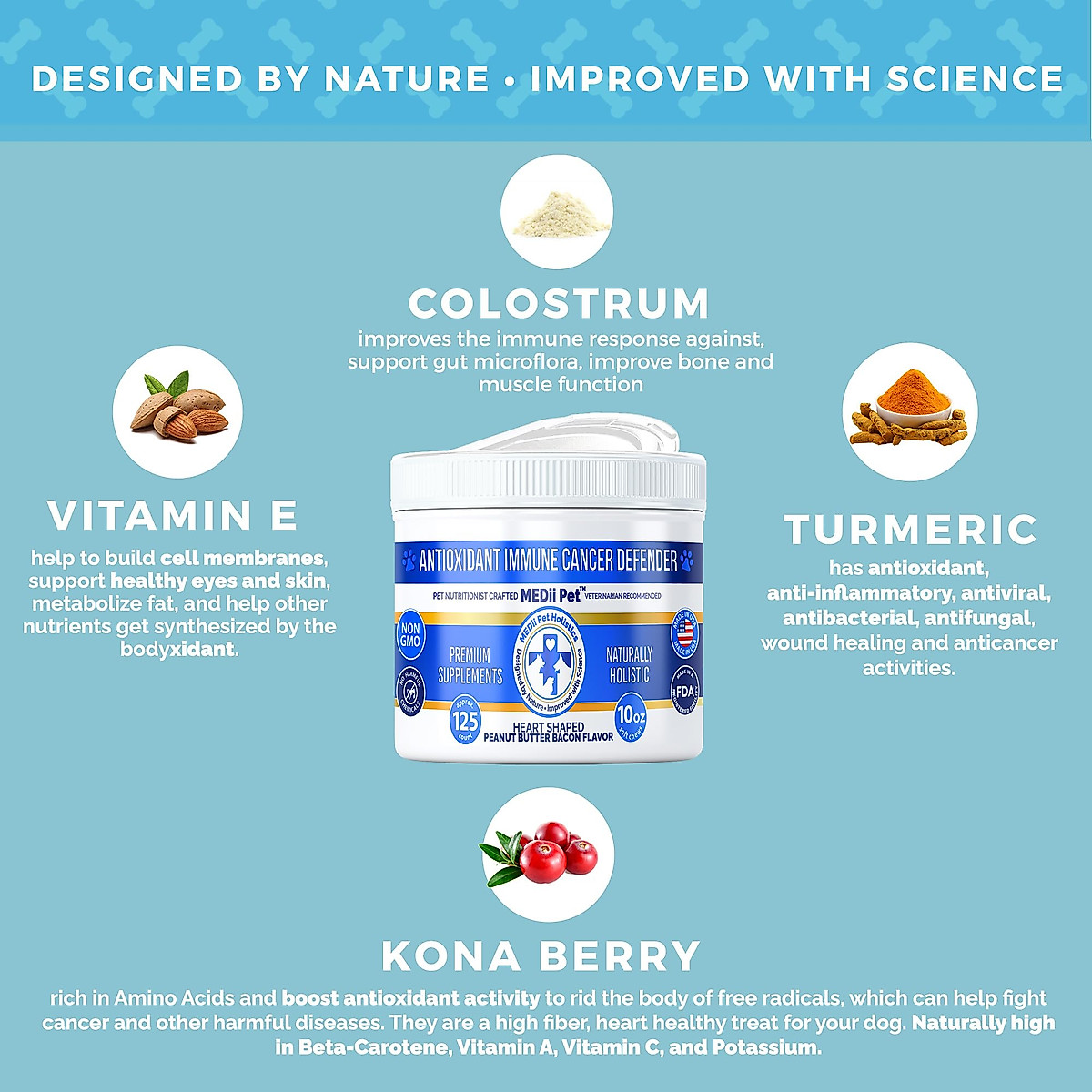 MEDii Pet’s Dog Cancer Prevention. Antioxidants+Free Radical Cancer Blocker. Slows Dog Aging. Helps Prevent Expensive Dog Cancer Treatments. 125 Soft Treats 10oz Boost Dog Health. Safe No Chemicals!