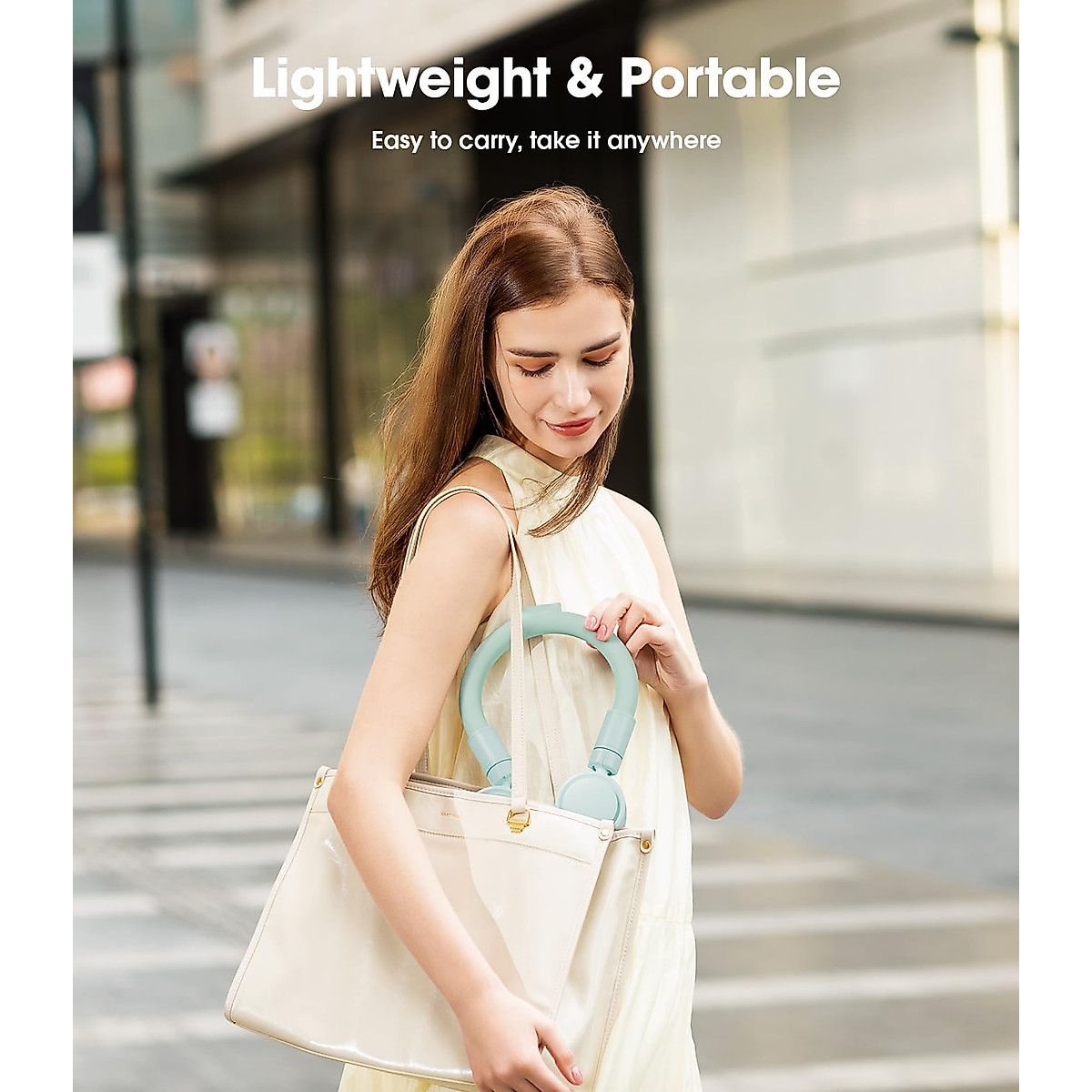 LEMOISTAR Portable Neck Fan, Hands Free Bladeless Fan, 360° Cooling Personal Fan, Battery USB Rechargeable 3 Speed Adjustable Wearable Fan for Outdoor Indoor Office Travel Sports Women(Blue)