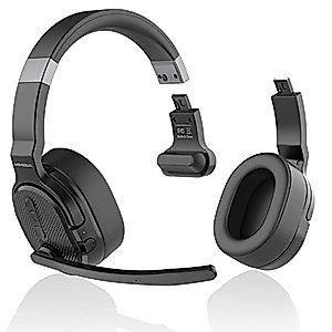 MONODEAL Trucker Bluetooth Headset, Bluetooth Headset with Microphone Noise Canceling(ENC) Dual Mic & Mute Button, 3 EQ Music Modes, Single and Dual Ear Wireless Headphones for Office Home Work