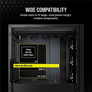 Corsair iCUE 5000X RGB Tempered Glass Mid-Tower ATX PC Smart Case - Black