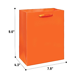 Gcardist Bright Orange Gift Bags with Tissue Paper for Wedding, Birthday, Party Supplies-7.9"x4.3"x9.6" Medium Size Cardboard Gift Bags（5pcs Bags +10pcs Tissue Paper ）