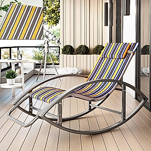 KAXLDHH Rocking Chair Outdoor Rocker, Widened Oversized Rocker with Steel Frame, Comfy Rocking Lawn Chair Camping Chairs for Patio, Backyard, Balcony, Porch, 150KG Weight Capacity (Color : C)