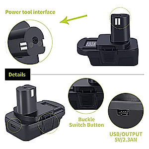 Battery Adapter with USB Port for Dewalt to Ryobi Battery, for Dewalt for Milwaukee Battery Convert to Ryobi 18V Lithium-ion Battery DM18RL