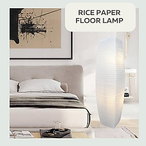 LIGHTACCENTS Alumni Paper Floor Lamps 2-Pack - Japanese Inspired Standing Lights with Chrome Base and Elegant White Paper Shade, Paper Lantern Lamp with Rice Paper Lamp Shade (Set of 2)