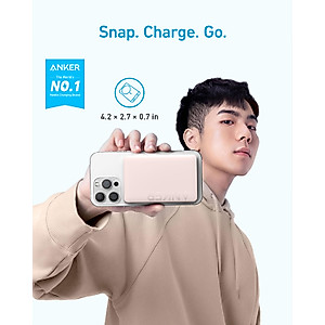 Anker Magnetic Power Bank 10,000mAh, Wireless Portable Charger, 20W Fast Charging Battery Pack with USB-C, Magsafe-Compatible with Magsafe,iPhone 15/15 Plus/15 Pro/15 Pro Max, iPhone 14/13/12 Series