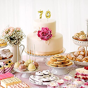 70th Birthday Candles, 3D Diamond Shape Number 70 Candles Happy Birthday Cake Topper Numeral Candles for Birthday Wedding Decoration Reunions Theme Party (Gold)