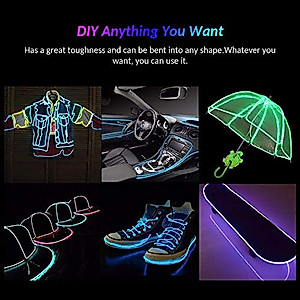 Motion Sensor Night Lights Stair Lights Closet Lights Flexible EL Wire Glow Lighting for Halloween Party Decorations 16.4ft/5m