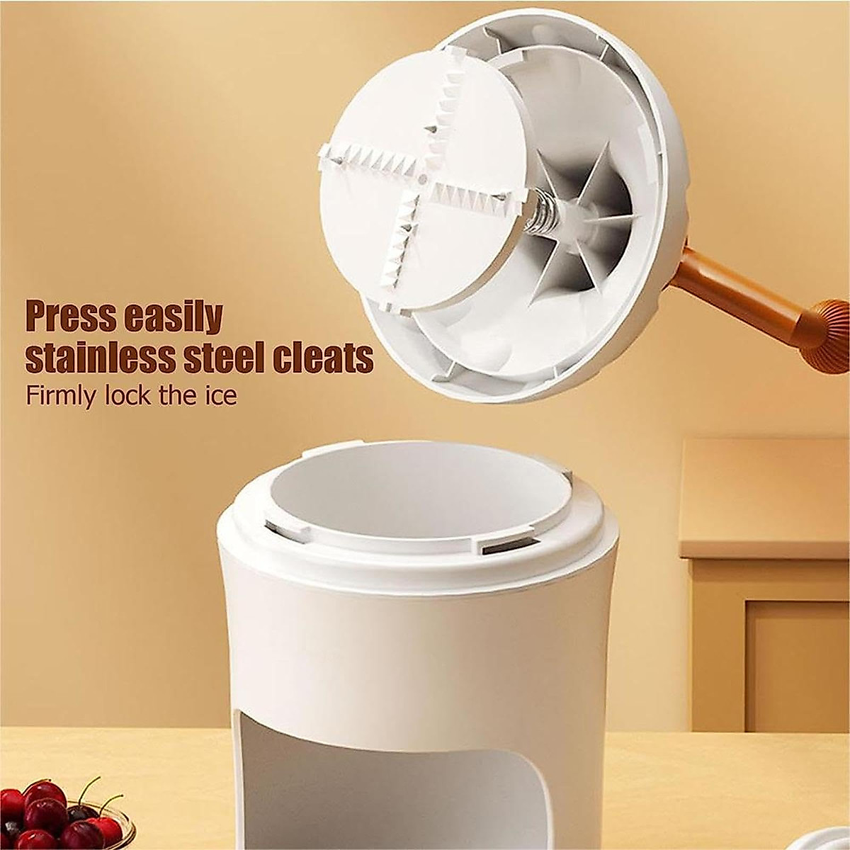 Ice Shaver Machine for Home Use, with 4 Ice Cube Molds, Shaved Ice Crusher Thick Blade, Safe and Labor Saving, Ice Grinder, for Making Drinks