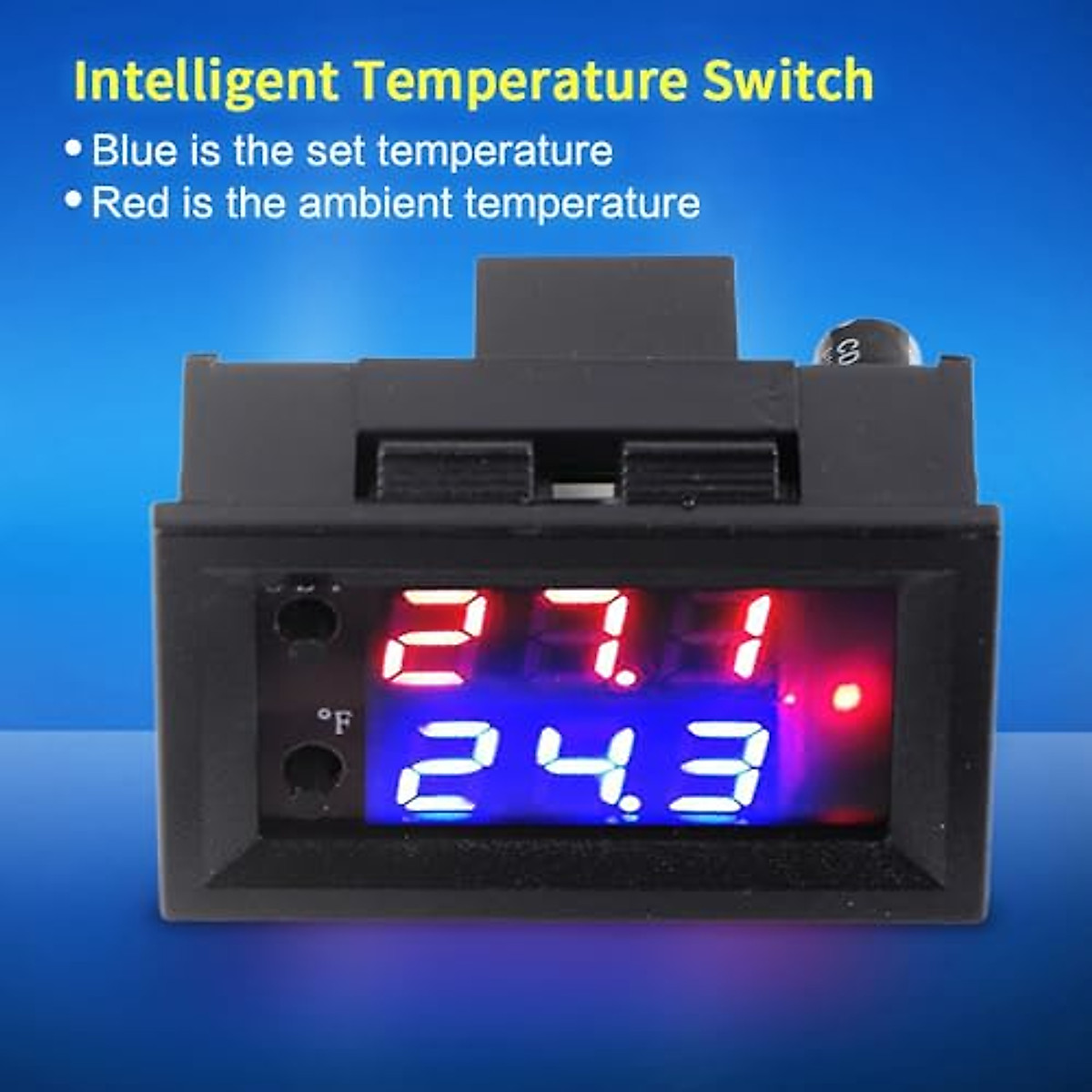 DC 12V All Purpose Digital Temperature Controller Thermostat with Sensor Programmable Dual Color LED Display Monitor
