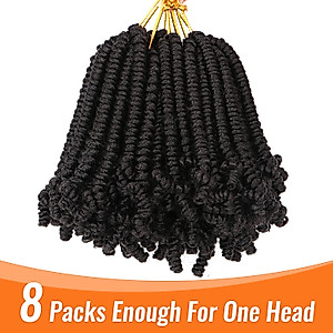 8 Packs Short Bob Spring Twist Crochet Hair 6Inch Pretwisted Passion Twist Hair Pre Looped Crochet Braids Hair for Black Women (6 Inch, 1B#)