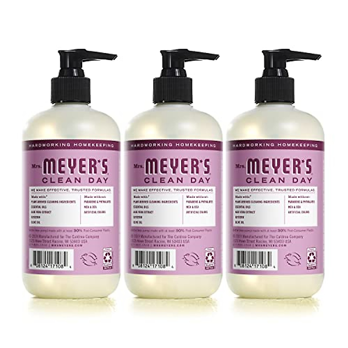 MRS. MEYER'S CLEAN DAY Hand Soap, Made with Essential Oils, Biodegradable Formula, Peony, 12.5 fl. oz - Pack of 3