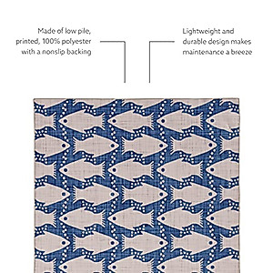 Linon The Anywhere Washable Rug Shayna Ivory/Blue 2' X 8' Runner Rug