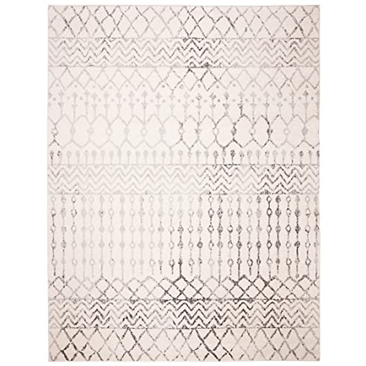 SAFAVIEH Tulum Collection 8' x 10' Ivory/Grey TUL270A Moroccan Boho Distressed Non-Shedding Living Room Bedroom Dining Home Office Area Rug