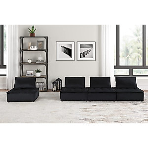 Lilola Home Anna Black Velvet 4-Seater Modular Sofa