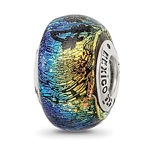 The Black Bow Virgin Islands & Palm Tree Dichroic Glass & Sterling Silver Bead Charm