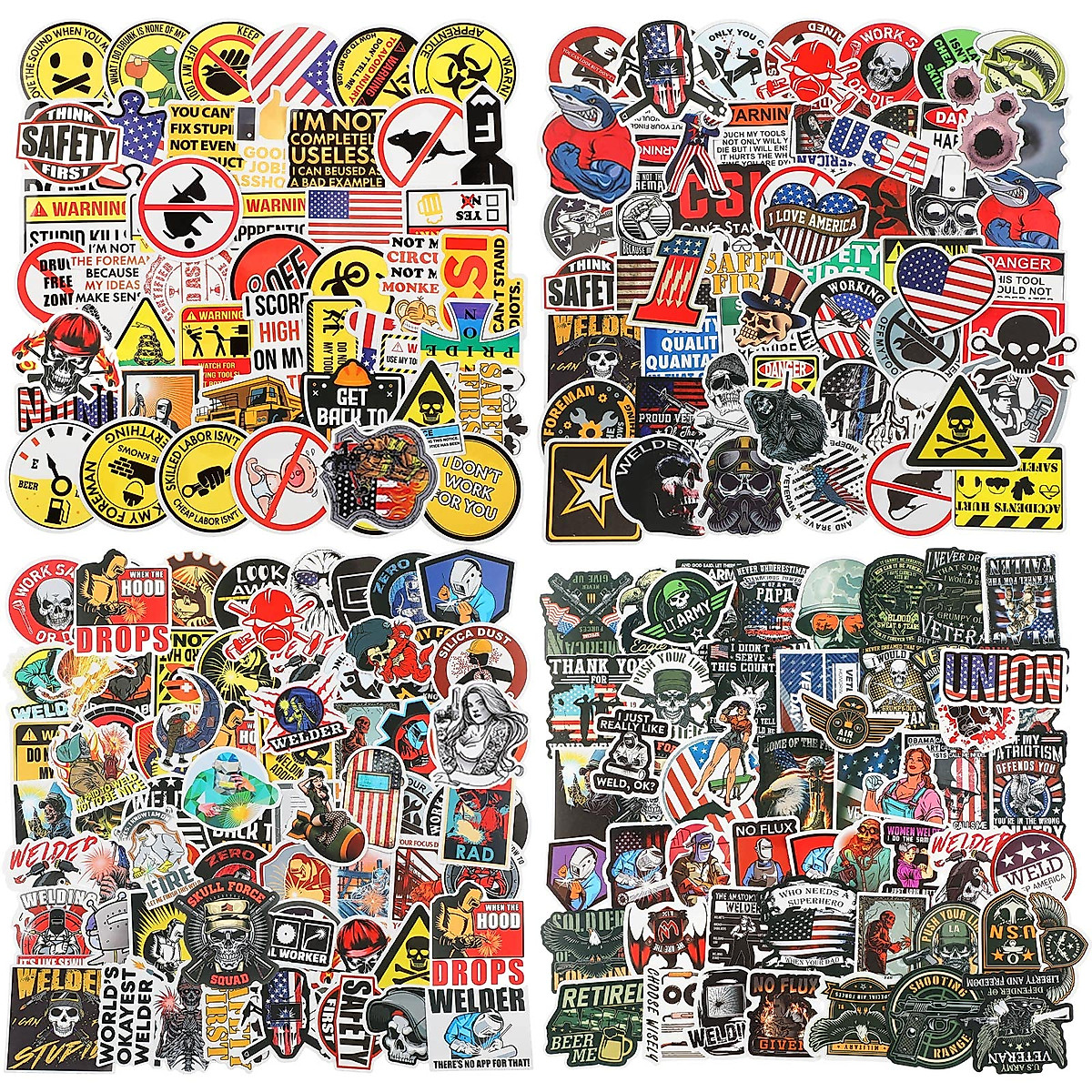 Outus 350 Pieces Hard Hat Stickers Funny Vinyl Tool Box Sticker American Patriotic Helmet Decals Funny Stickers Decals for Tool Box Helmet Hardhat Construction Welding Union Worker