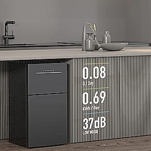 3.0 Cu.Ft Compact Refrigerator with 2 Doors, Mini Fridge with Freezer, 37dB Quiet, 7-Settings Mechanical Thermostat, Small Refrigerator for Bedroom Office, Dorm or Garage, Black (New Black)