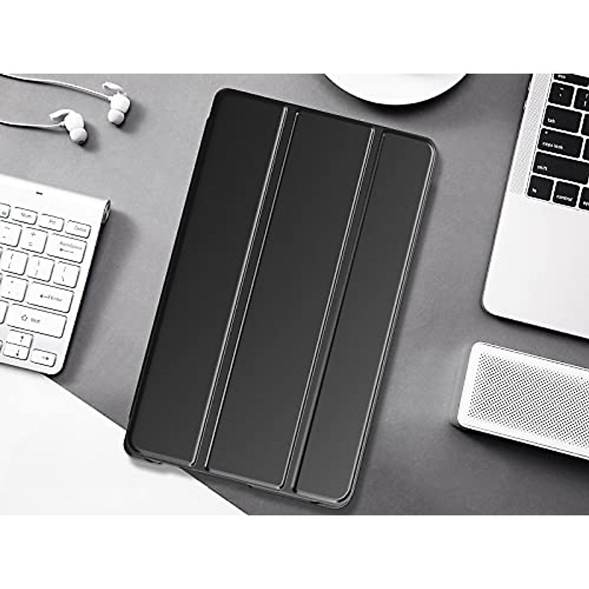 MoKo Case Fits Samsung Galaxy Tab A7 Lite 8.7 Inch (SM-T225/T220/T227), Lightweight Stand Smart Case Hard Shell Cover for Samsung Tab A7 Lite Tablet 2021 – Black