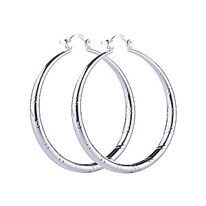 SOSUO Women Fashion 925 Sterling Solid Silver Ear Stud Hoop Earrings Wedding Jewelry (1.58 inch), One Size