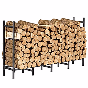 CADUKE 5.3ft Wood Holders Firewood Outdoor Fire Wood Rack for Fireplace Firewood Storage Heavy Duty Log Holder Stand Adjustable Firewood Rack Indoor, Metal