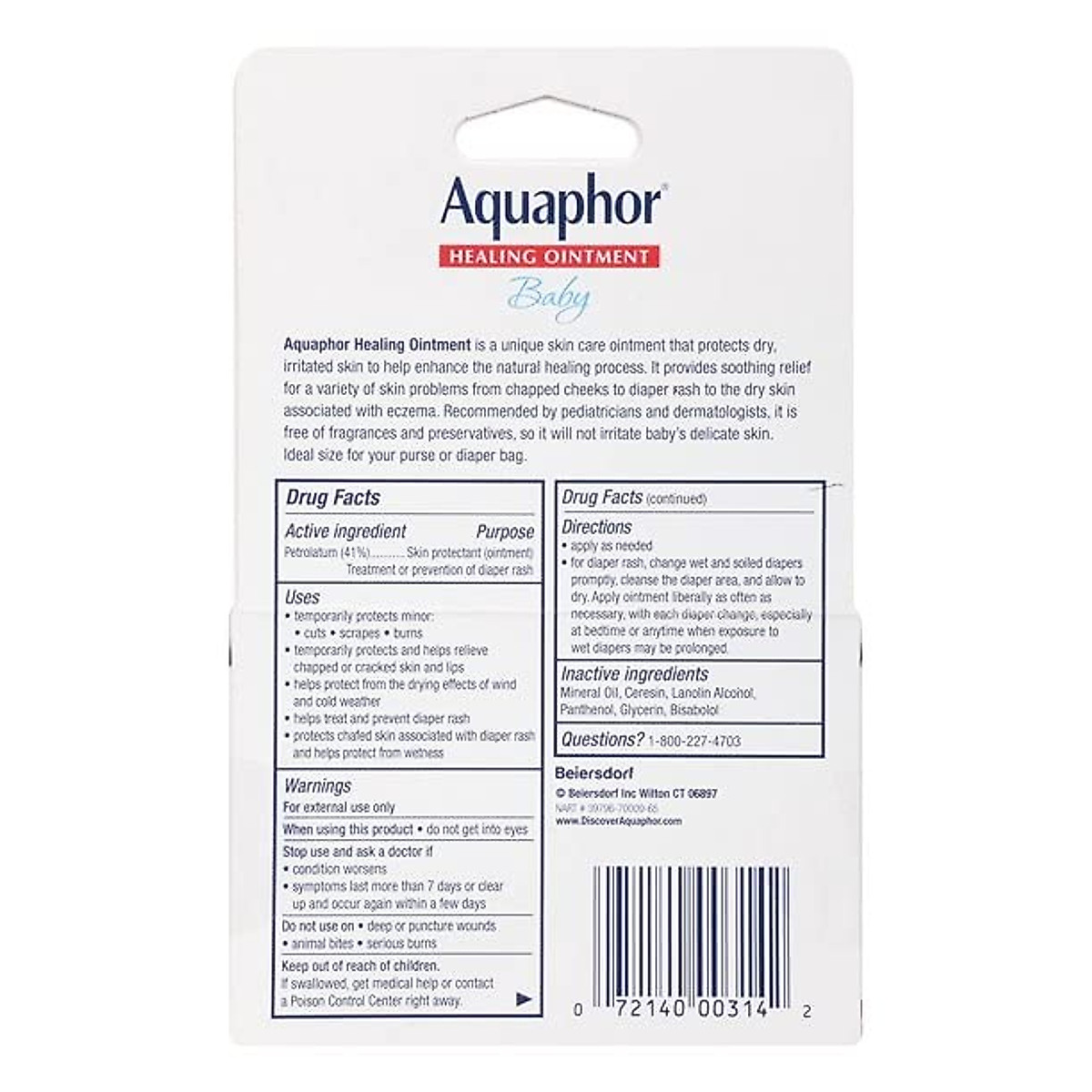 Aquaphor Baby Healing Ointment 0.35 Ounce 2 Count (10ml) (2 Pack)