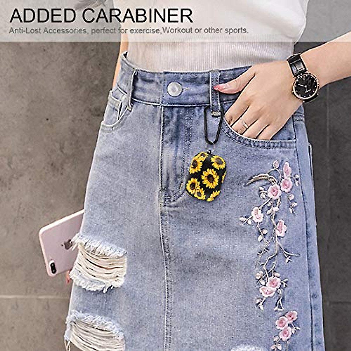 Airpods Pro Case,Silicone Cover Cases for Airpods 3rd with Sunflower Design for Girls Women,Shockproof Protective TPU Airpod Pro Case with Keychain Compatible with Wireless Charging