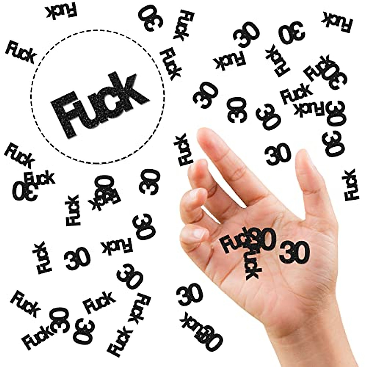 INNORU Fuck 30 Confetti Black Glitter, Happy 30th Birthday Table Confetti, I'm 30 Paper Scatter, Funny 30th Birthday Party Table Decorations Confetti, 120pcs