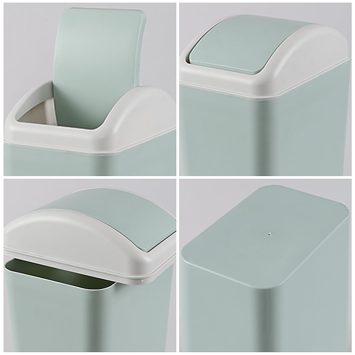 Wakikini 3.5 Gallons Swing Top Garbage Can, Plastic Trash Can with Swing Lid, Blue