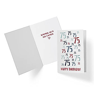 75th Birthday Card - Just A Number 75th Anniversary Card For Brother, Sister, Dad, Mom, Boyfriend, Grilfriend - 75 Years Old Birthday Card - Happy 75th Birthday Card - With Envelope