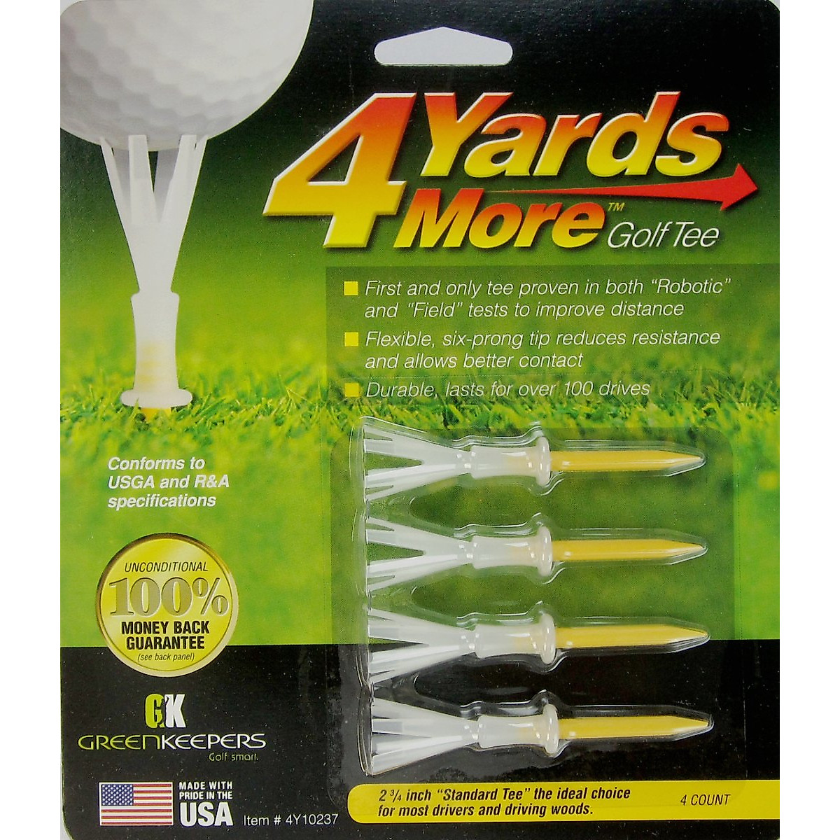 4 Yards More Golf Tee - 2 3/4" - Yellow (4 Tees)