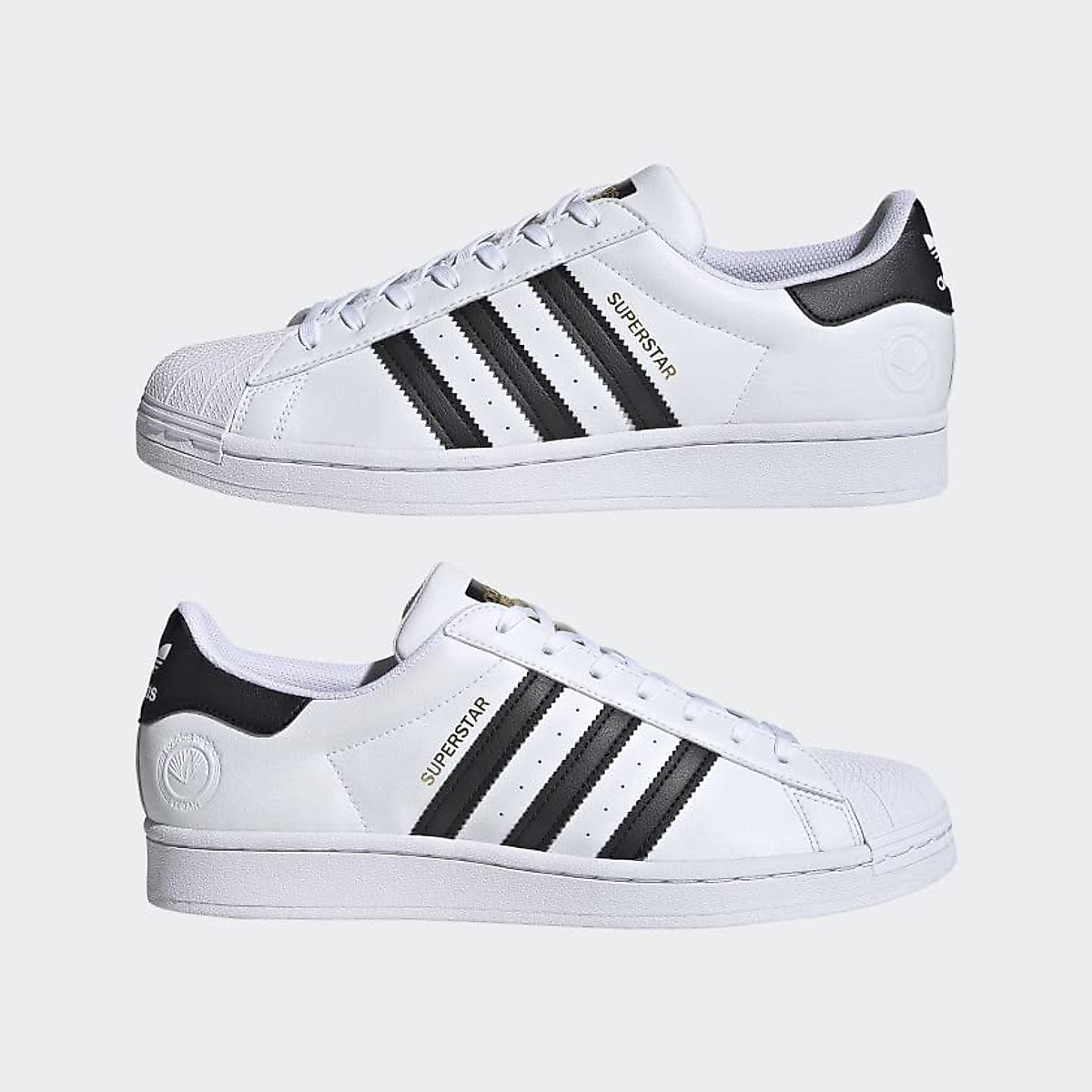 adidas Originals Men's Superstar Discontinued Sneaker, White/Black/Green (Vegan), 11