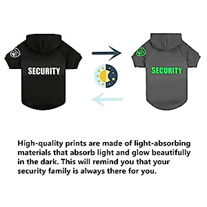 Dog Security Hoodie with Glow-in-The-Dark Prints DAJIDALI Dog Clothes Apparel Winter Sweatshirt Warm Sweater Jacket Coat Hoodie for Small Medium Large Dog Cat